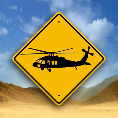 Black Hawk Helicopter - Aviaton Sign Placard - Military Aircraft Safety ...