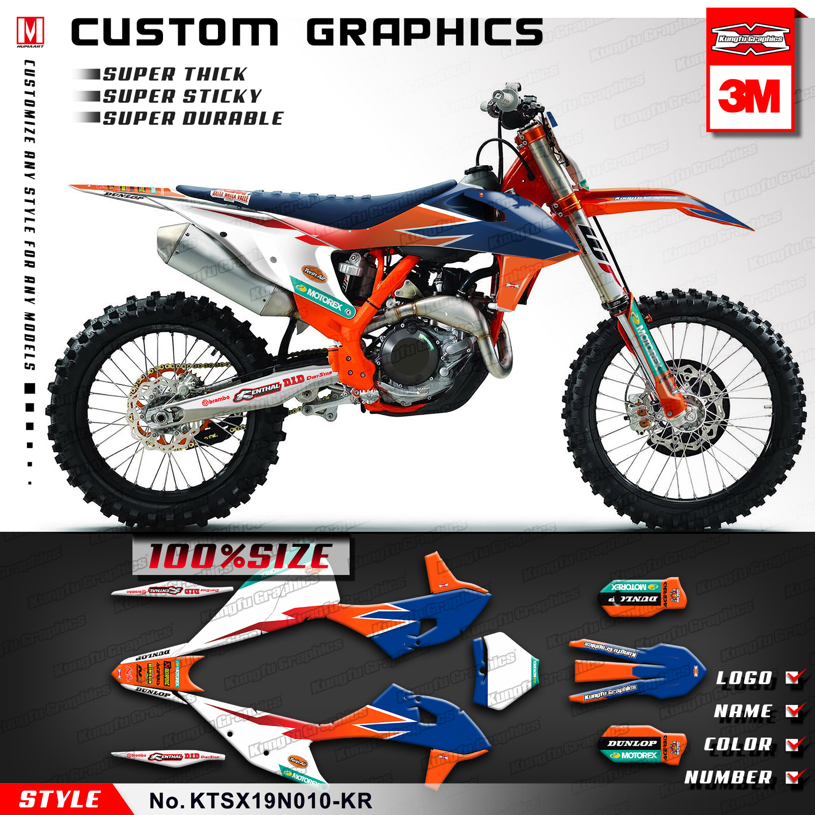 MX Waterproof Sticker Graphics for SX SXF EXC XCW 250 300 350 450 2019 ...