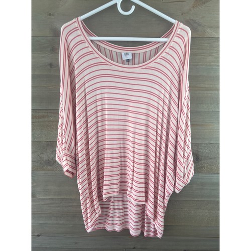Cabi Womens Shirt Tickled Pink Tee 5750 Dolman Sleeve Striped Size ...