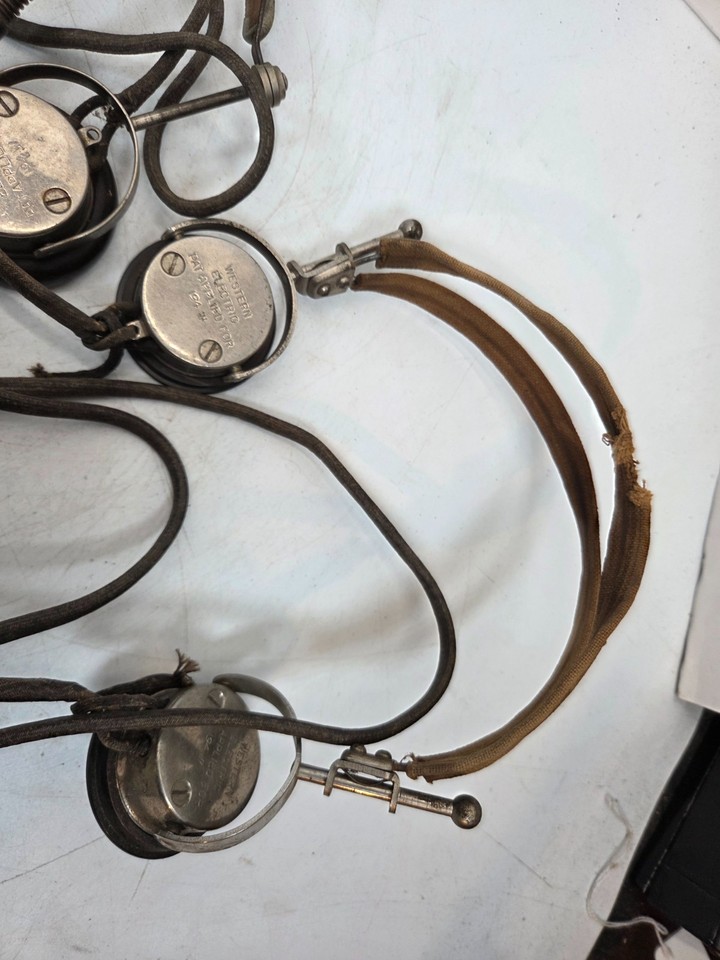 Lot of 2 Antique Western electric 194W switchboard headset headphones ...