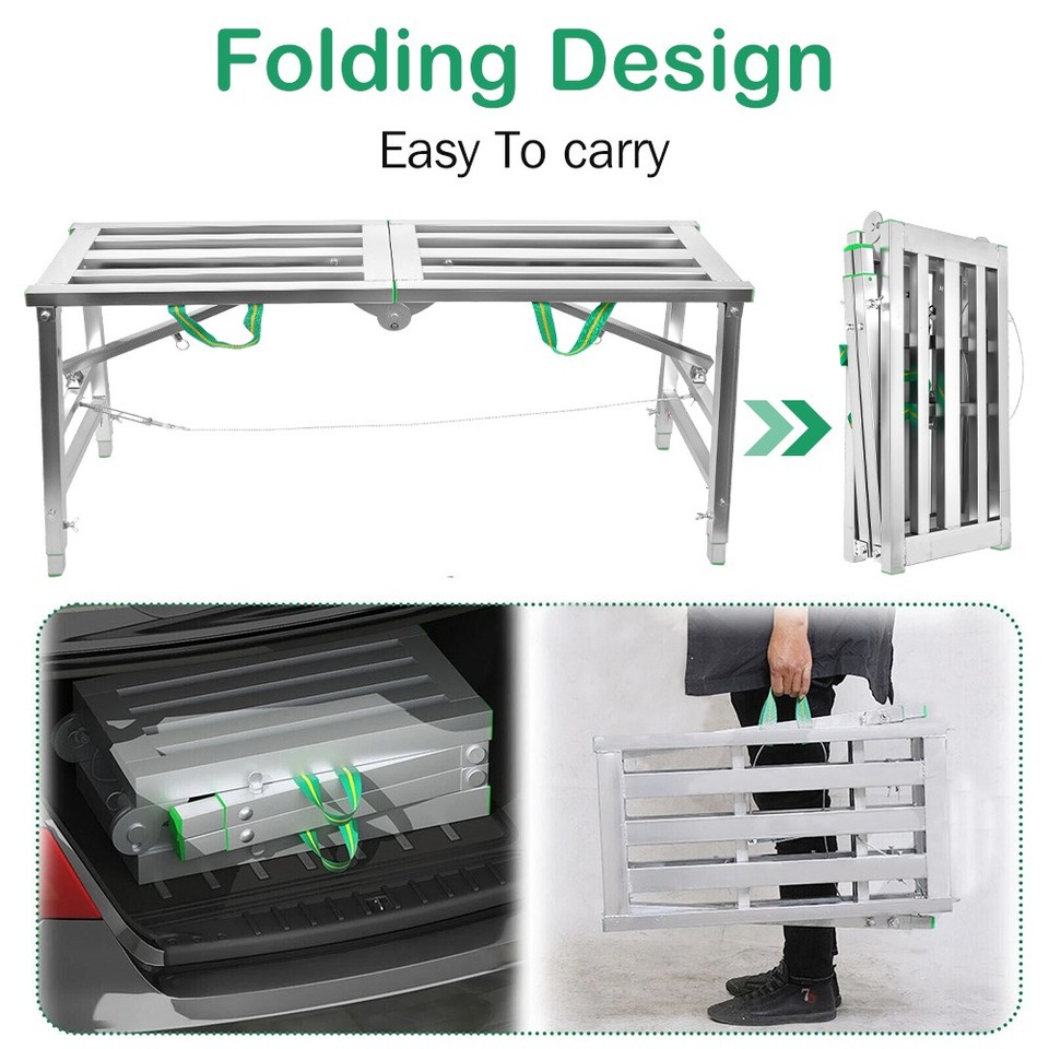 Heavy Duty Hop Up Step Ladder Folding Stool Work Bench Platform 150KG ...