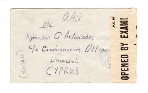 Cyprus 1943 OAS Military Mail - WWII Censor Cover - | eBay
