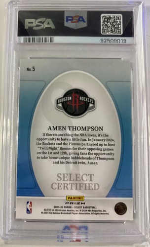 2023-24 Panini Select - Select Certified Amen Thompson #5 Green Prizm (RC) for sale online | eBay