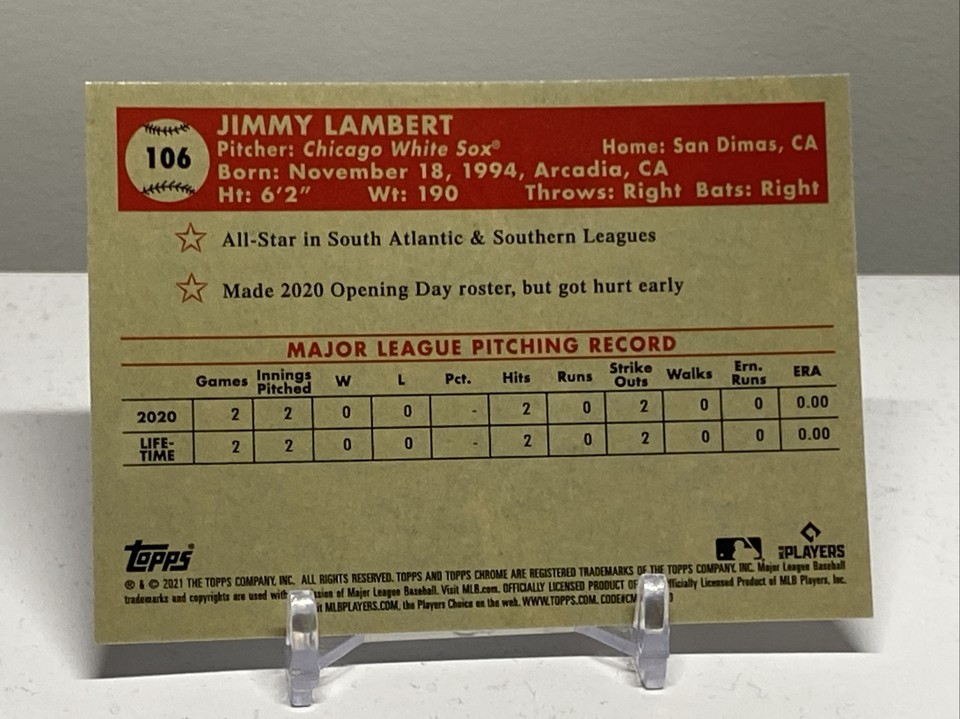 2021 Topps Chrome Platinum Anniversary Baseball #106 Jimmy Lambert RC ...