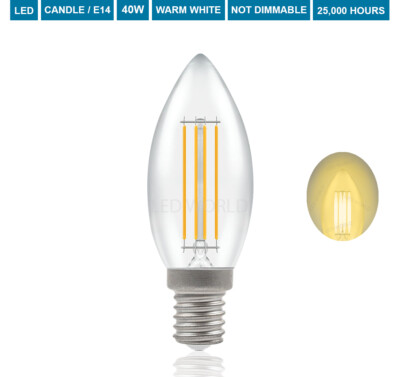 Small Screw 40 Watt Candle Bulb E14 4W=40W LED SES Candle Light bulbs ...
