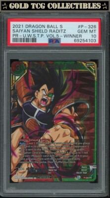 PSA 10 ⭐️ WINNER Raditz Saiyan Shield Promo Card Super DBS Z DBZ Heroes ...