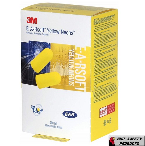 3M EARsoft Yellow Neon Disposable Uncorded Ear Plugs 390-1250 (500 Pair ...