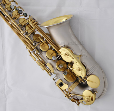 Satin nickel Gold Bell Alto Saxophone Eb High F# Sax Free Metal ...