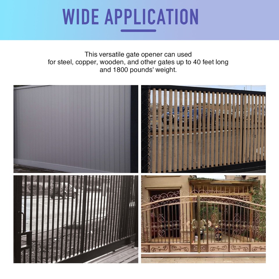 380W Smart Sliding Gate Opener with Remote Control IR Sensors 1800lb ...