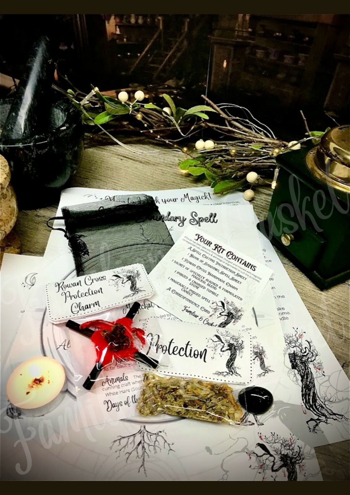 Protection Spell Charm Rowan Cross Kit Wicca Pagan Witchcraft Altar ...