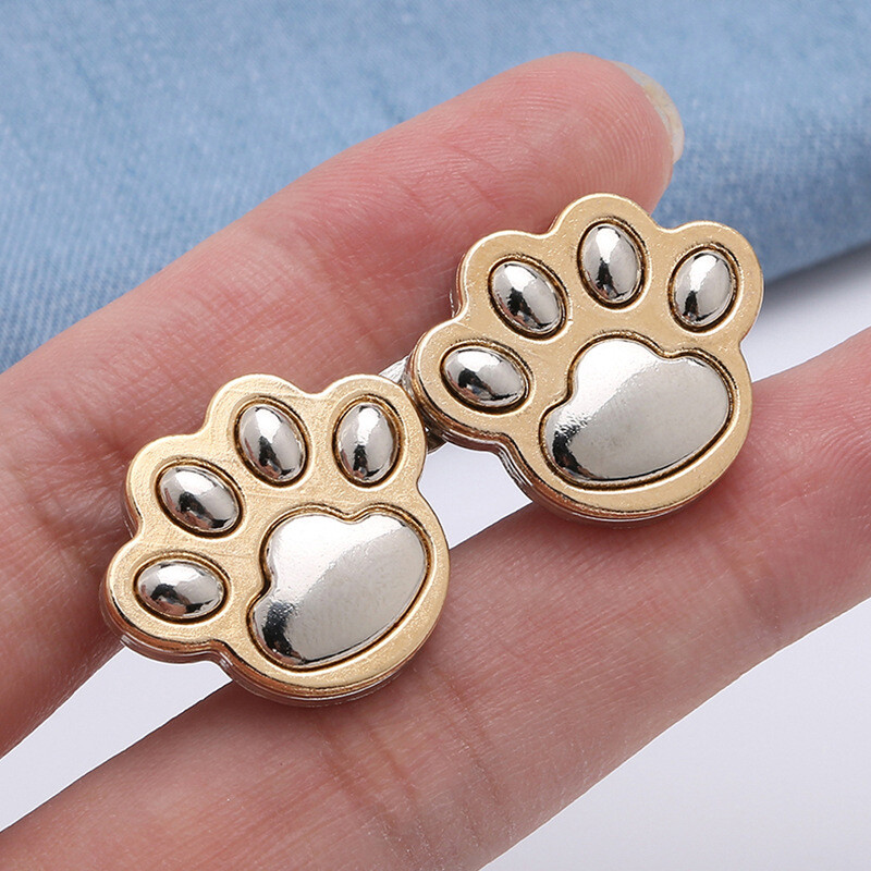2Pcs Cat Paw Shaped Adjustable Jean Button Waist Buckle Snap Pants ...