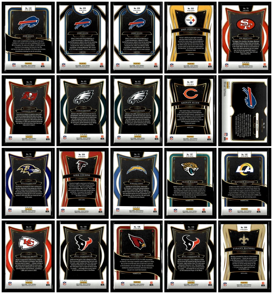 Kirk Cousins Matthew Stafford 2024 Panini Select Silver 20 Cards Lots ...