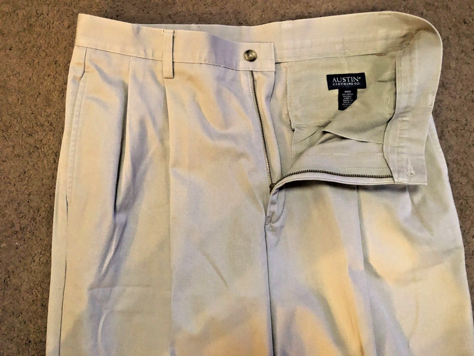 AUSTIN CLOTHING CO Beige Slacks 35x32 Straight Leg Classic Regular Fit ...