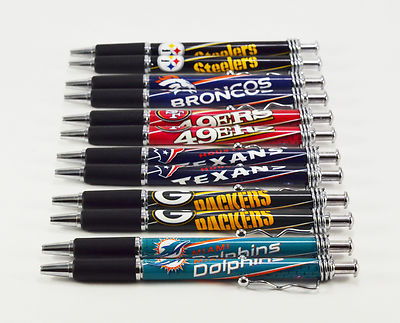 * Set of 2 * NFL Football Click Pens w/ Rubber Grip and Chrome - Pick ...