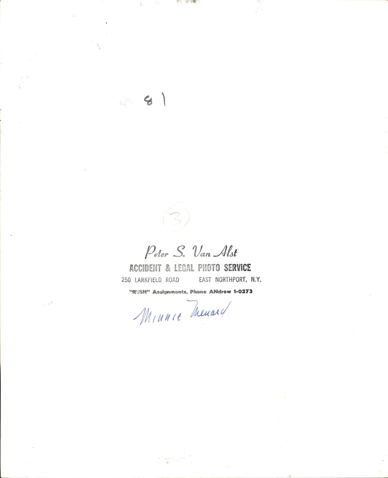 PF8 Orig Photo HILLARY "MINNIE" MENARD 1959-61 NEW YORK ROVERS HOCKEY ...