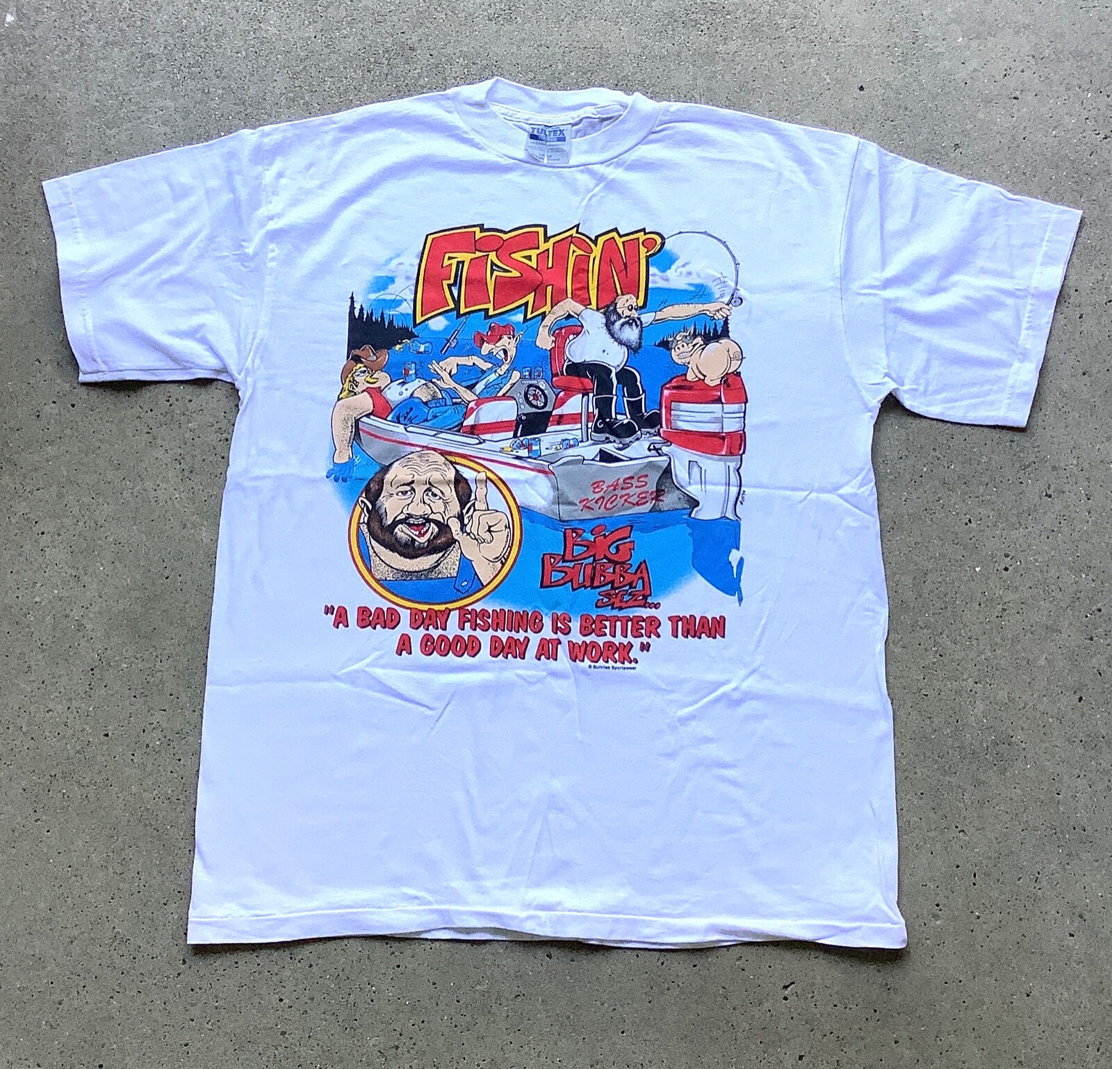 Vtg 90s Big Bubba Fishin T Shirt Fishing Single Stitch Funny Redneck ...
