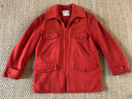 Vintage 1950s Red Stag Wool Hunting Coat Jacket Zip Front Chin Strap | eBay