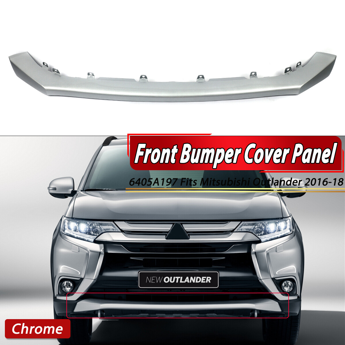 6405A197 Chrome Front Bumper Cover Extension For Mitsubishi Outlander ...