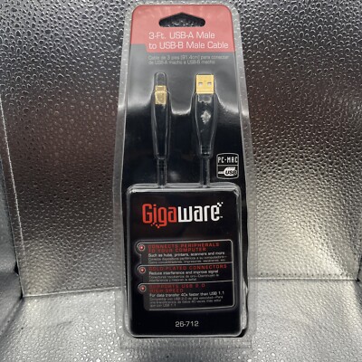 Gigaware 3-Ft. USB-A Male To USB-B Male Cable #26-712 Brand New!!! | eBay