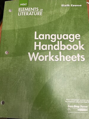 Elements of Literature: Language Handbook Worksheets, 6th Course, Grade ...