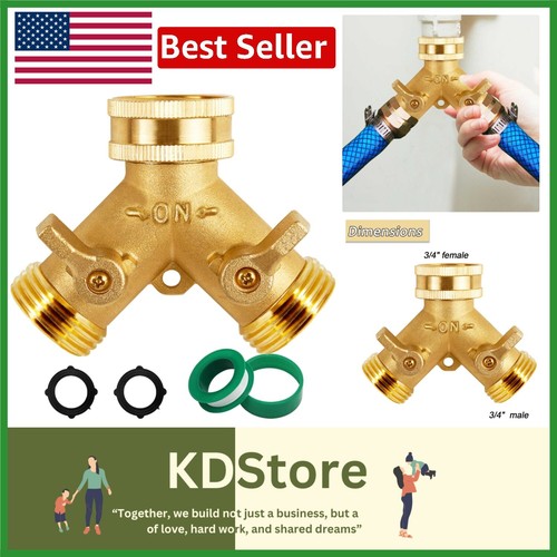 3/4" Solid Brass Double Two Way Tap Garden Connector Adaptor Hose ...