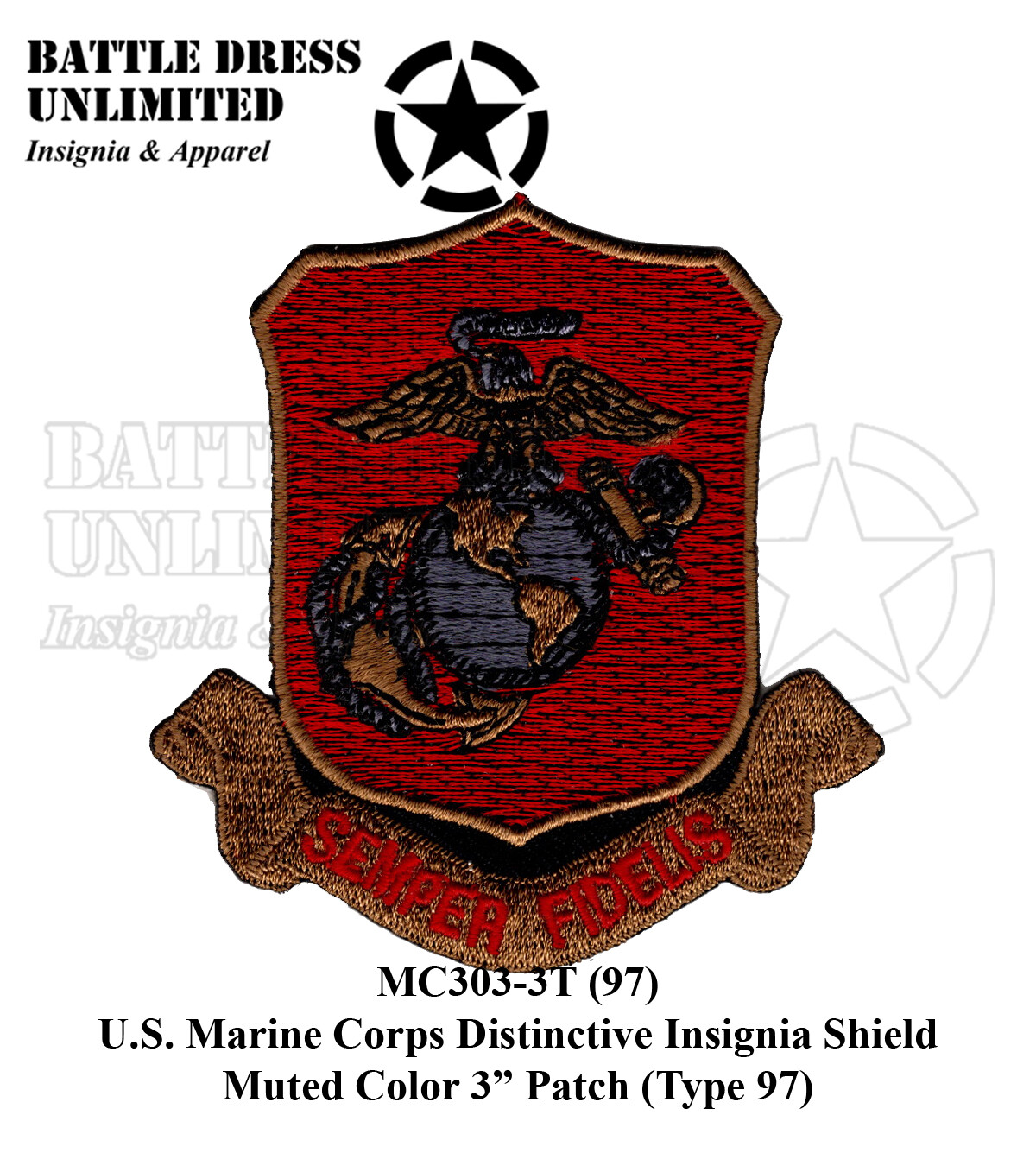 Marine Corps Distinctive Insignia muted patch; 3" (USMC Marines Crest ...