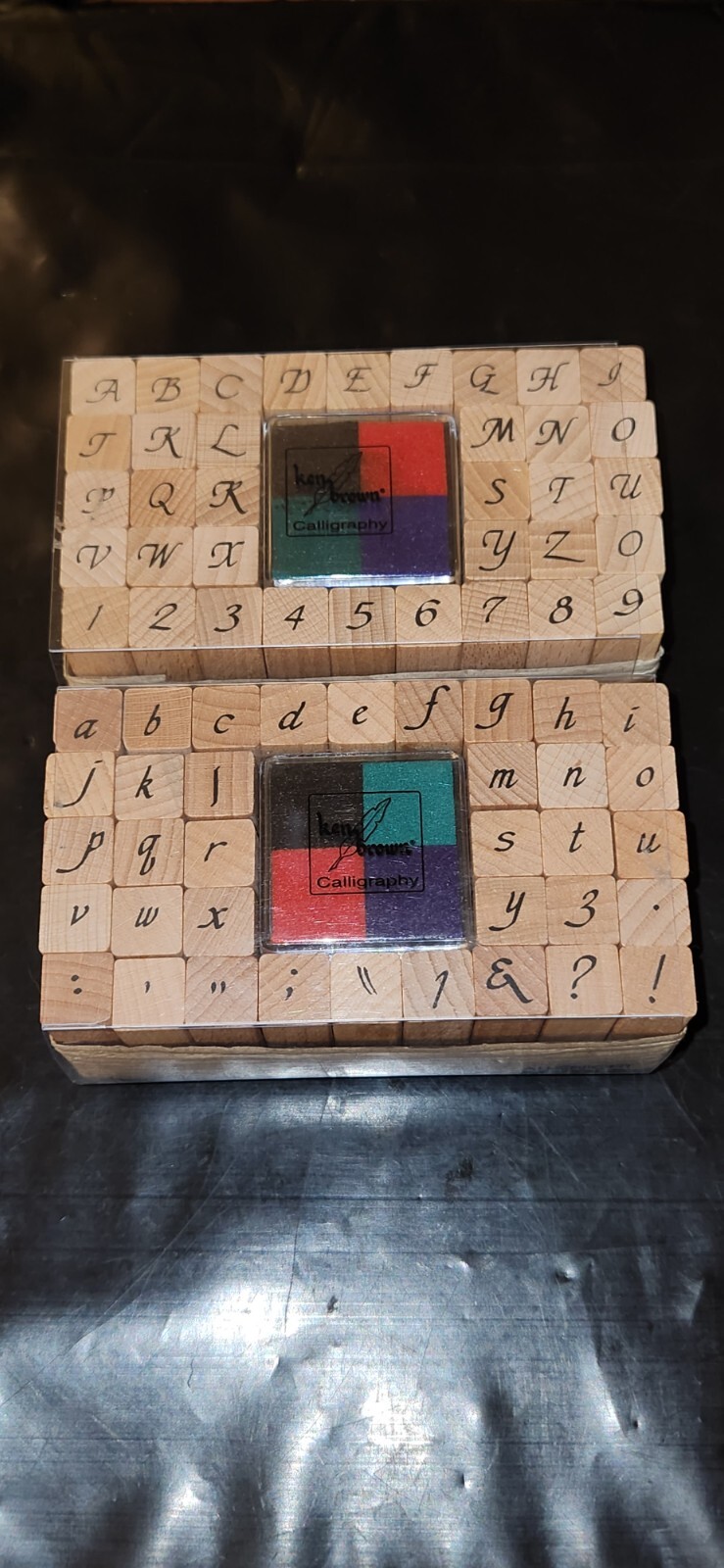 LOT OF 2 ALL NIGHT MEDIA KEN BROWN CALLIGRAPHY WOOD ALPHABET/NUMBER ...