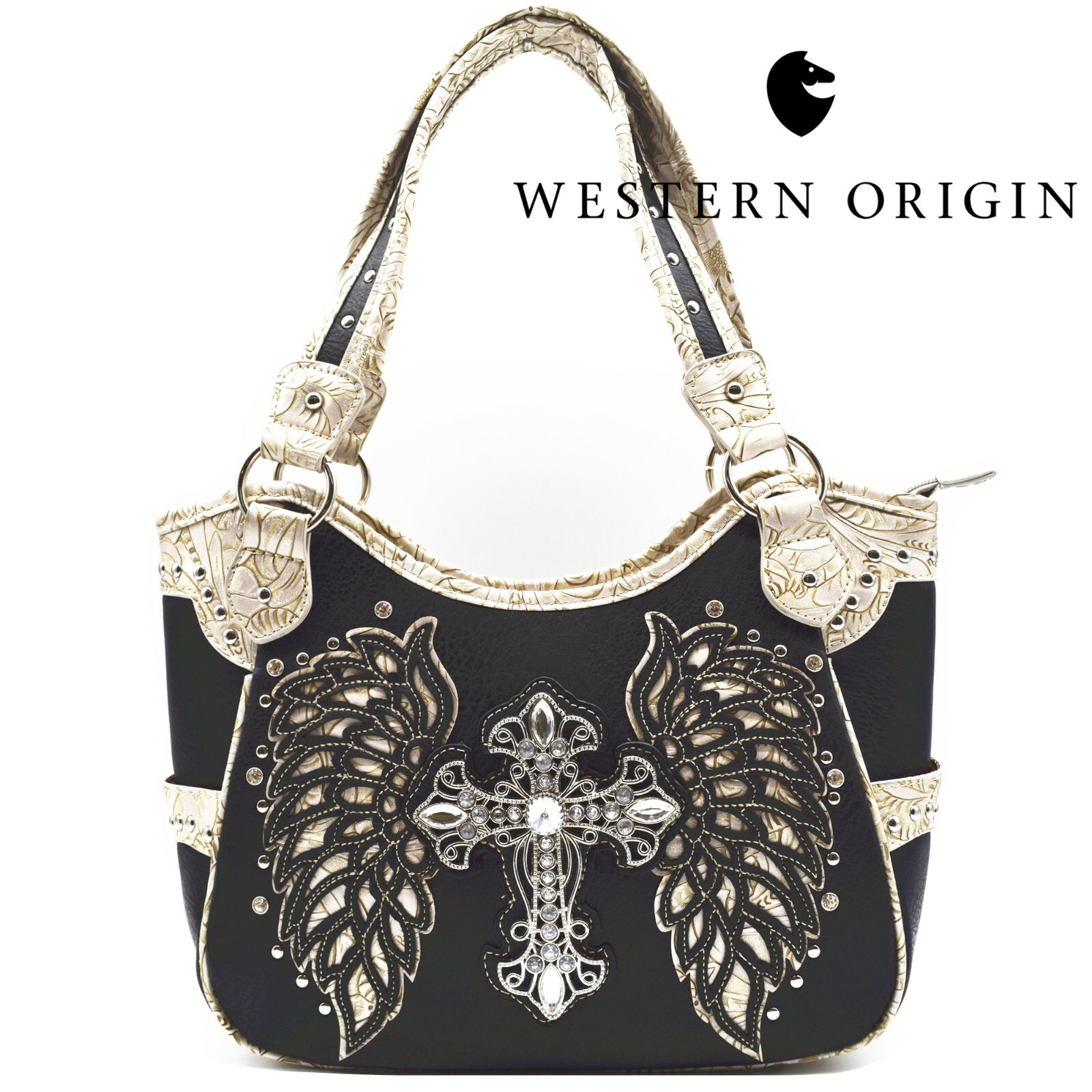 Western Handbag Cross Angel Wing Concealed Carry Purse Women Shoulder ...