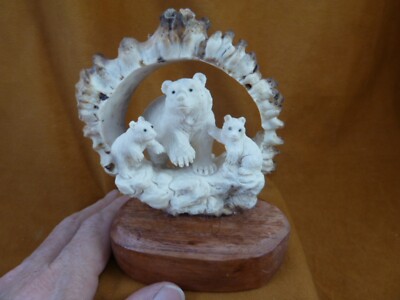 (BEAR-121) bear standing foraging of shed ANTLER figurine Bali detailed ...