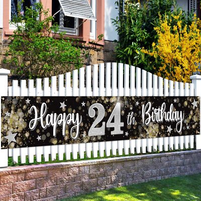 Happy 24th Birthday Decorations24th Black & Silver Dream Star Large ...