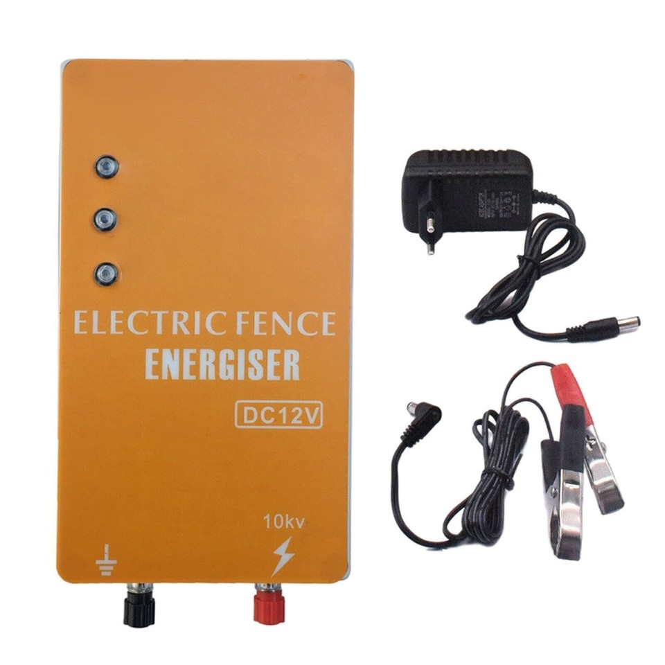 10KM 12V Electric Fence Energizer Electric Fencing Charger 10KV Pulse ...