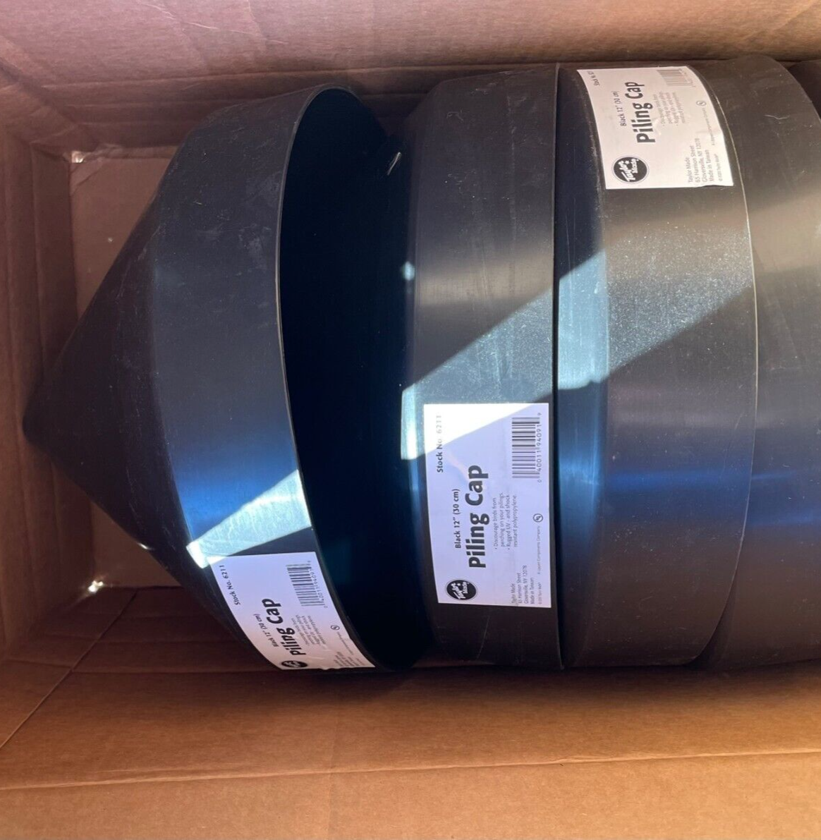 Boat Dock 12" Piling Caps (Lot of 4 Caps) Taylor Made Black ‎6211 FREE ...