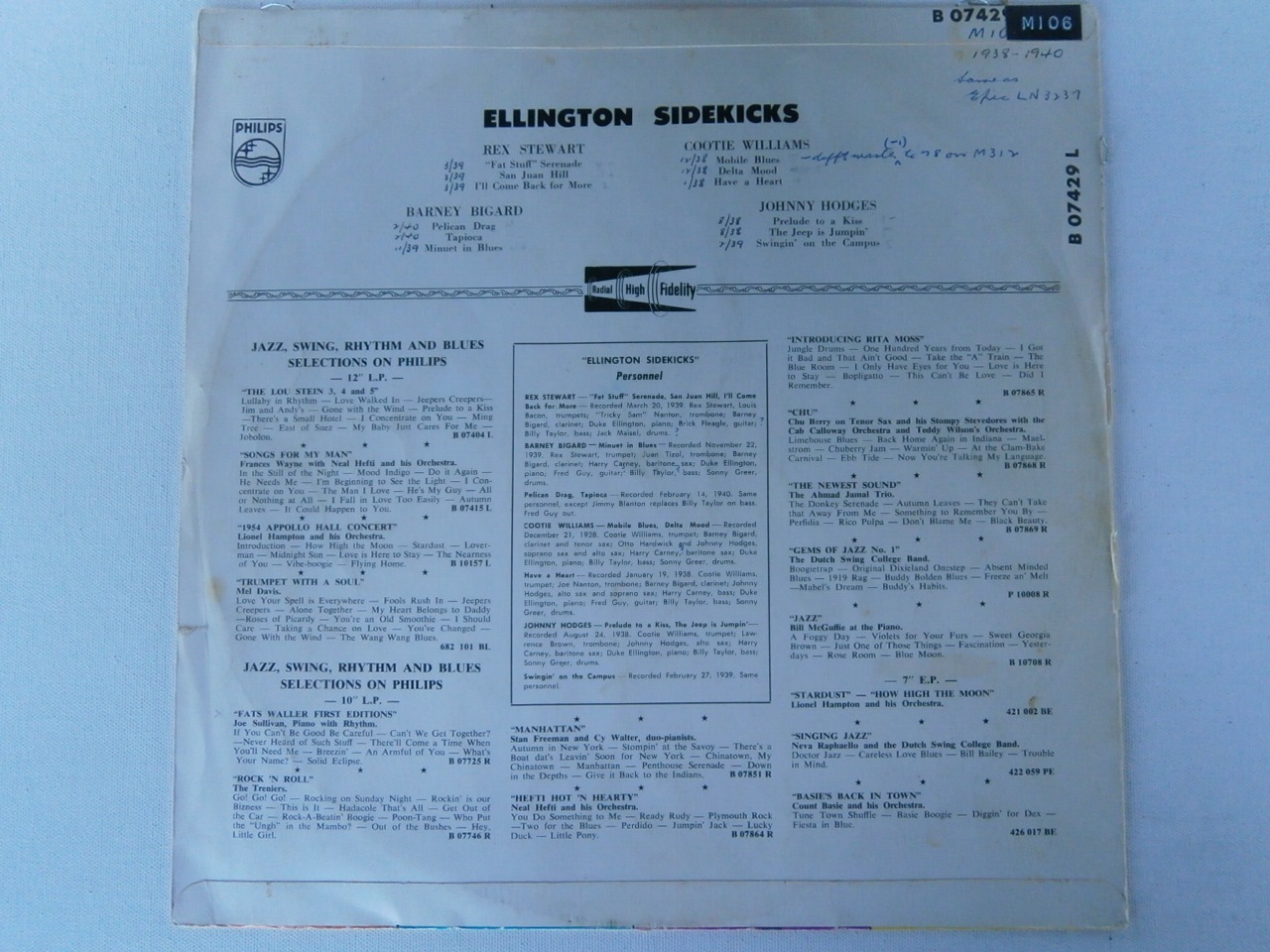 DUKE ELLINGTON - Ellington Sidekicks - LP | eBay