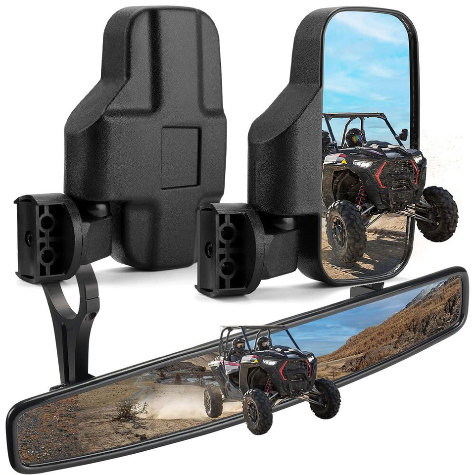 UTV Side View Rear Center Mirrors Set For Kawasaki Mule PRO FX FXT DX ...