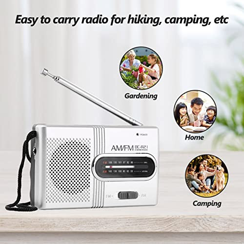 Portable AM FM Radio, Mini Stereo Pocket Radio Battery Operated Small ...