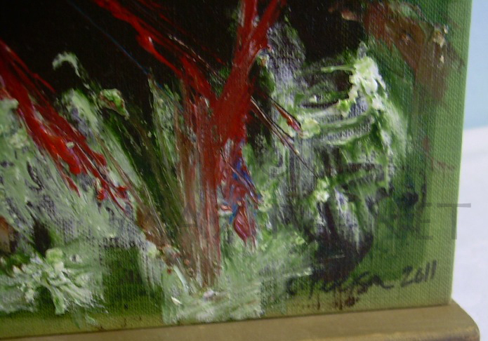 Listed Artist = C PETERSON = ORIGINAL OIL PAINTING = abstract new moon ...