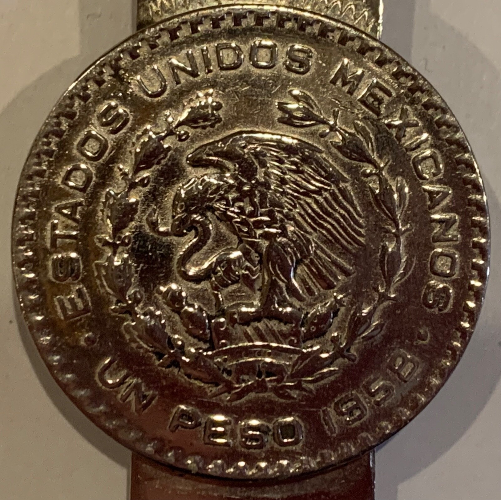 1958 Peso money clip solid silver - Gem