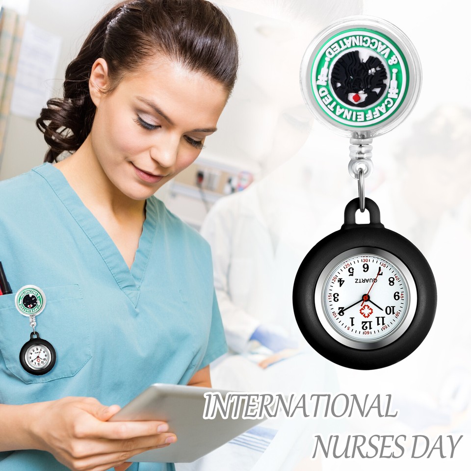 Nurse Doctors Quartz Silicone Medical Care Silicone Lapel Work Watch ...