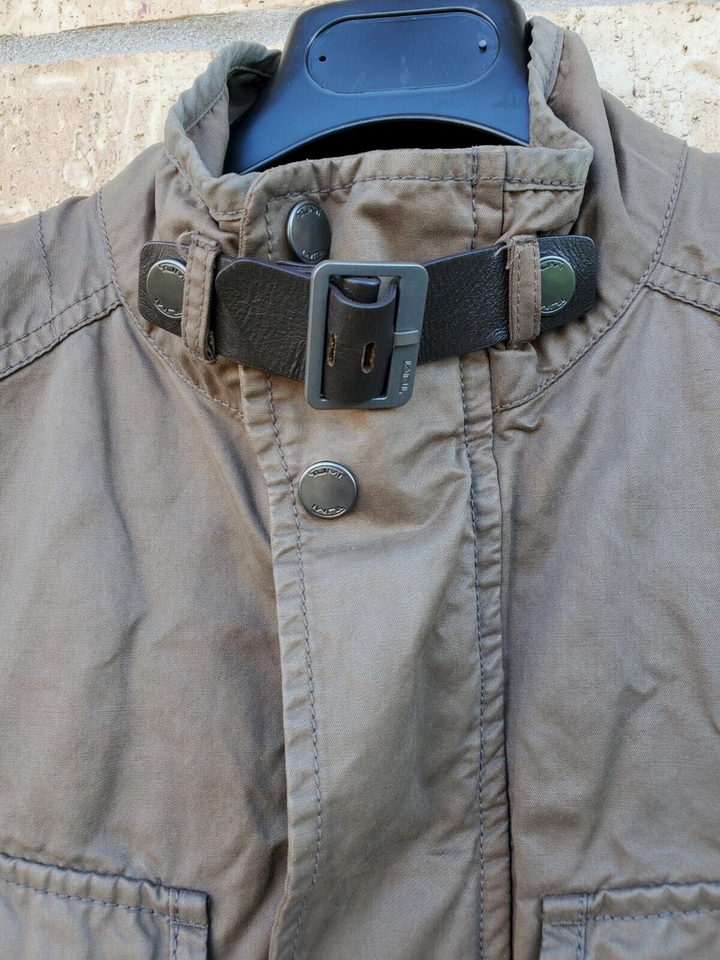 TUMI LEATHER THROAT TAB MENS DISTRESSED SAFARI FIELD UTILITY JACKET ...