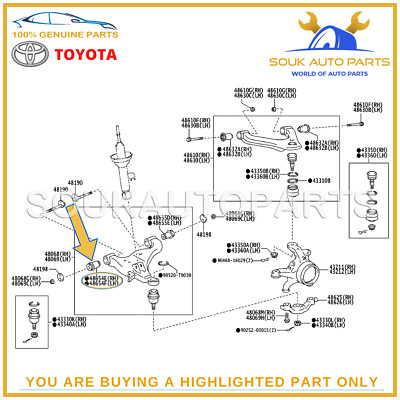 48654-0K010 Genuine Toyota BUSH, FRONT LOWER ARM, NO.1, RH/LH ...