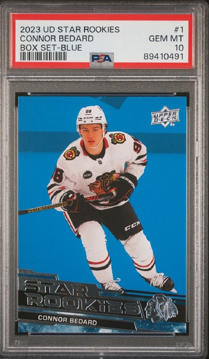 CONNOR BEDARD 2023 UD STAR ROOKIES BOX SET BLUE SSP ROOKIE PSA 10 GEM ...