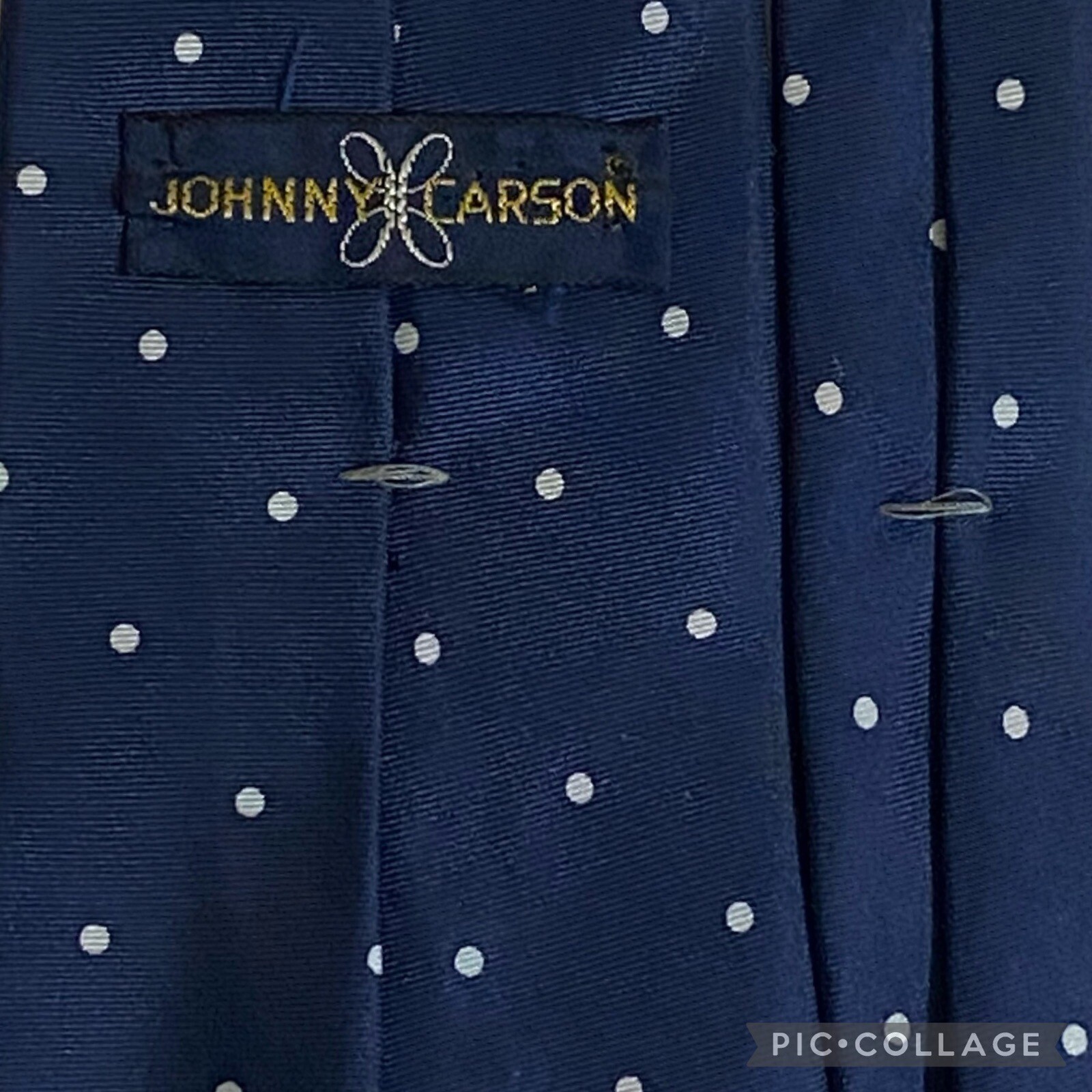 Vintage Johnny Carson Italian Silk Navy and Gray Polka Dots Mens Neck ...