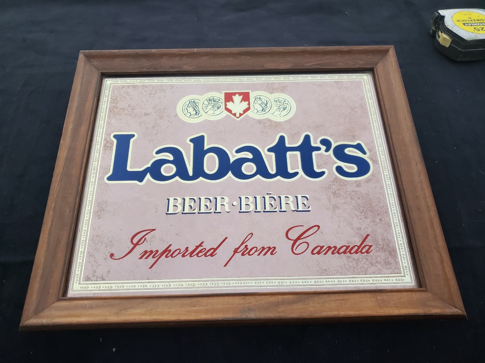 Labatt's Canadian Beer Biere Wood Framed Bar Mirror rare vintage ...