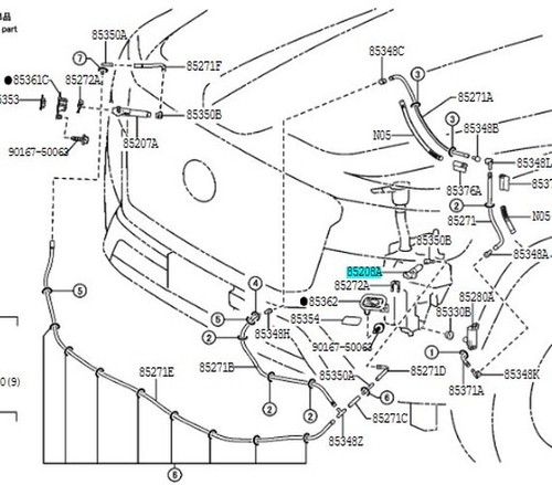 TOYOTA Genuine 85208-60140 Headlamp Washer Actuator SUB-ASSY LH LAND ...
