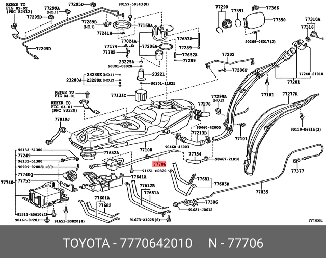 Original filter sub-assy charcoal canister 7770642010 for TOYOTA 77706 ...