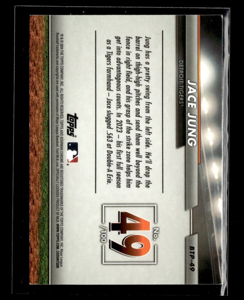 2024 Bowman Chrome Top 100 Jace Jung Detroit Tigers #BTP-49 | eBay