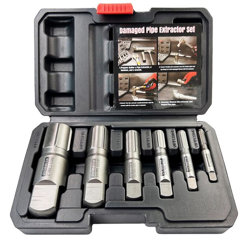 Pipe Extractor Set, 6-Piece Heavy Duty Steel Broken Pipe Extractors for ...
