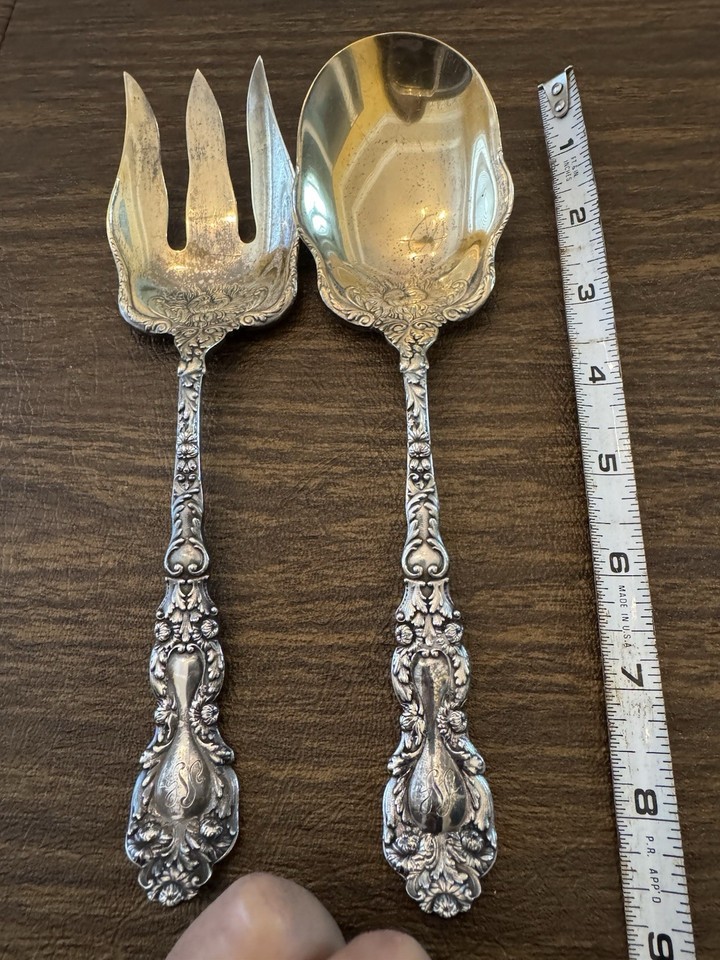 Vintage Sterling Silver Salad/berry Spoon And Fork Total 176 Grams Each ...