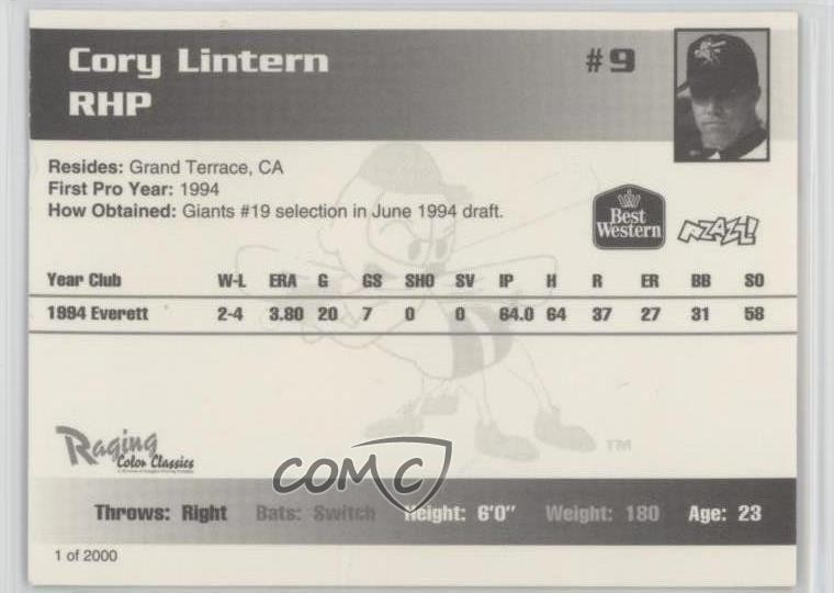 1995 Raging Color Classics Burlington Bees /2000 Cory Lintern #9 | eBay