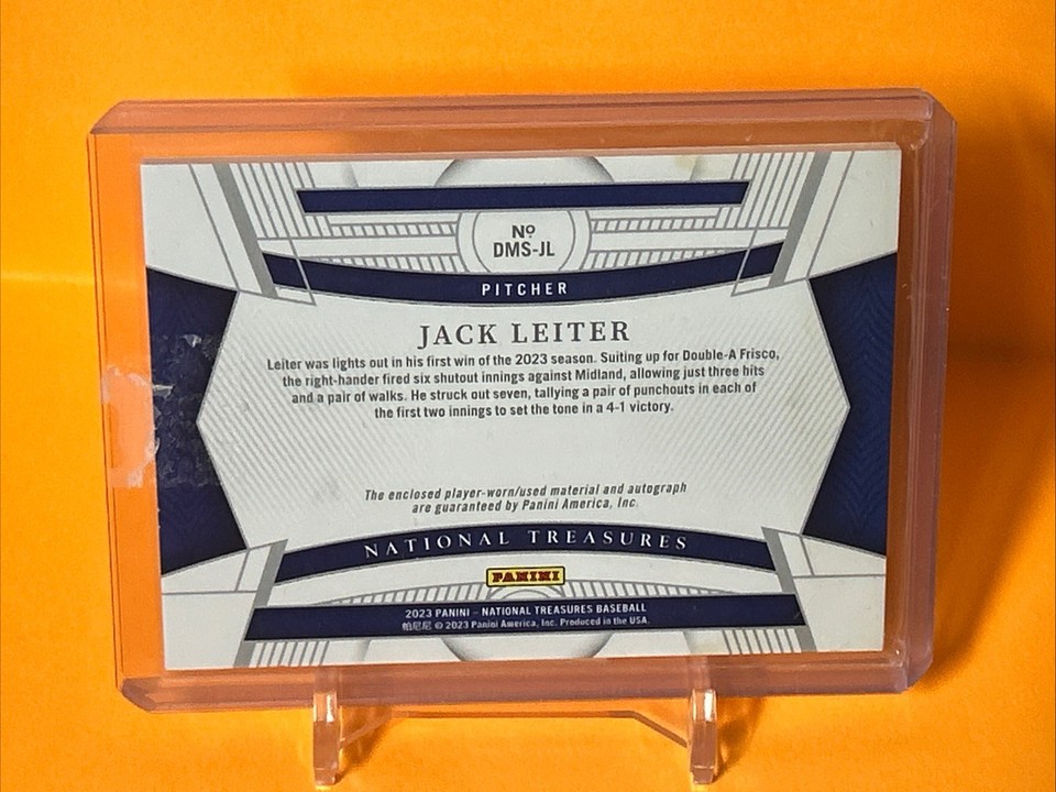 2023 National Treasures Jack Leiter Die Cut Sticker Auto 44/99 Texas ...